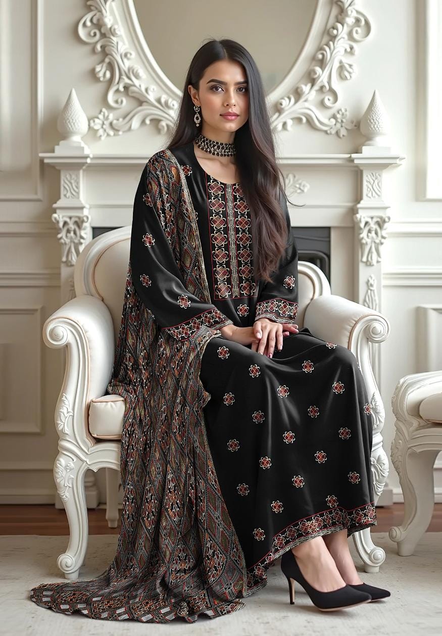 Winter Bloom Collection | Embroidered Dhanak 3 Piece Unstitched Suits ...